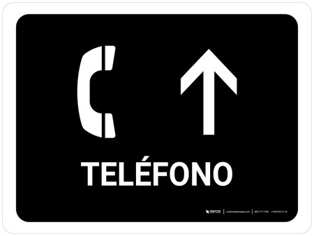 Telephone With Up Arrow Black Spanish Landscape - Wall Sign