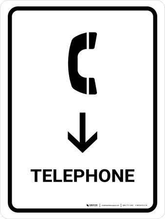Telephone With Down Arrow White Portrait - Wall Sign | Creative Safety ...