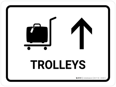 Trolleys With Up Arrow White Landscape - Wall Sign