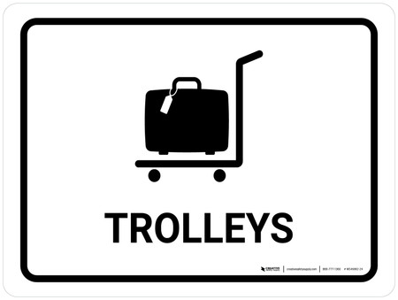 Trolleys White Landscape - Wall Sign