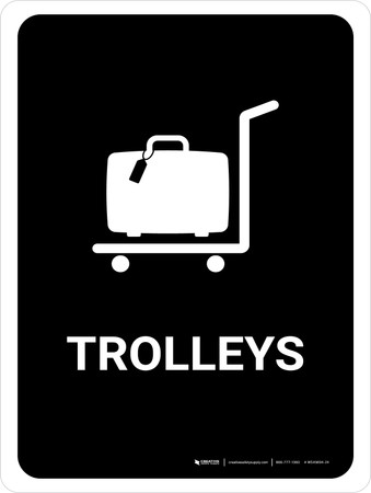 Trolleys Black Portrait - Wall Sign