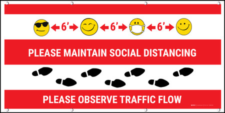 Maintain Distance Observe Flow Red with Emojis - Banner | Creative ...