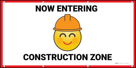 Now Entering Construction Zone Red with Emojis - Banner | Creative ...