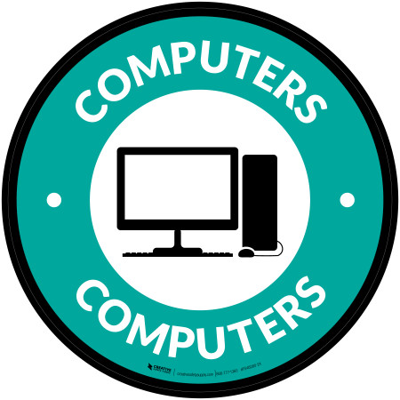 Computers with Icon Circle - Floor Sign