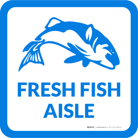 Fresh Fish Aisle with Icon Square - Floor Sign