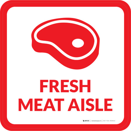 Fresh Meat Aisle with Icon Square - Floor Sign