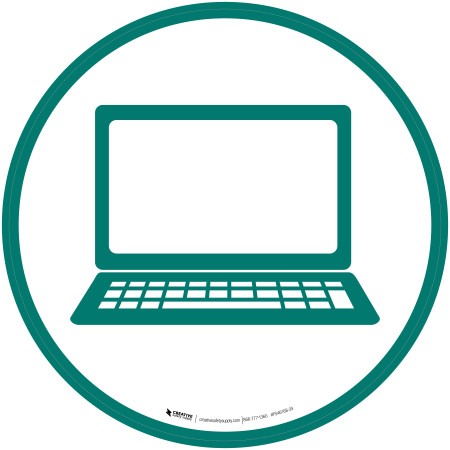 Laptop Icon Circle - Floor Sign