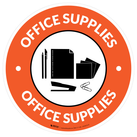 Office Supplies with Icon Circle - Floor Sign