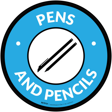 Pens and Pencils with Icon Circle - Floor Sign