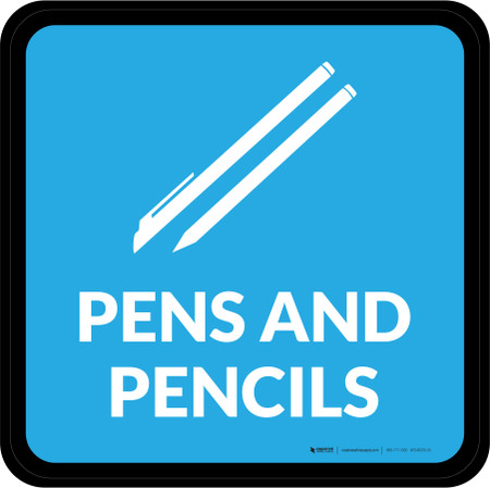 Pens and Pencils with Icon Square - Floor Sign