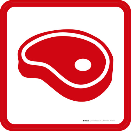 Red Meat Icon Square - Floor Sign