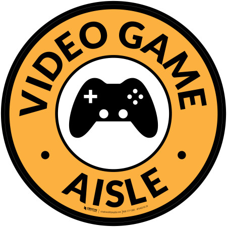 Video Games Aisle with Icon Circle - Floor Sign
