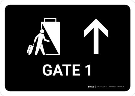 Gate 1 With Up Arrow Black Landscape - Wall Sign