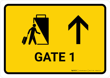 Gate 1 With Up Arrow Yellow Landscape - Wall Sign