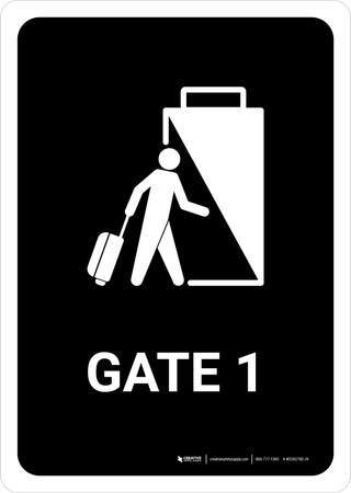 Gate 1 Black Portrait - Wall Sign