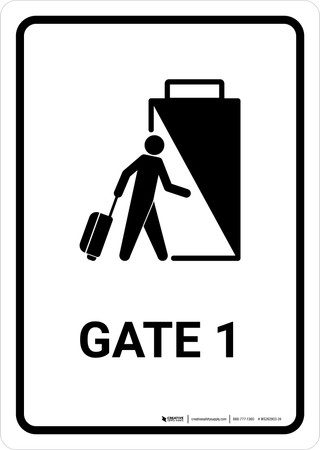 Gate 1 White Portrait - Wall Sign