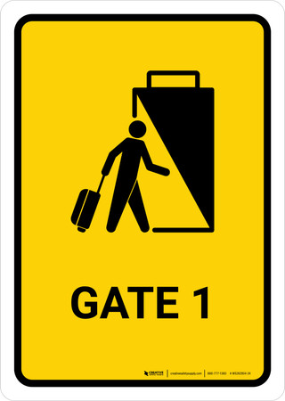 Gate 1 Yellow Portrait - Wall Sign