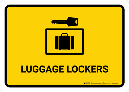 Luggage Lockers Yellow Landscape - Wall Sign