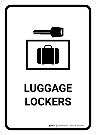 Luggage Lockers White Portrait - Wall Sign