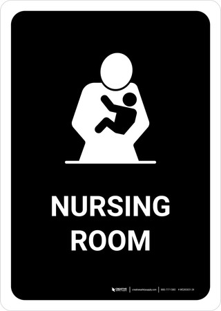Nursing Room Black Portrait - Wall Sign