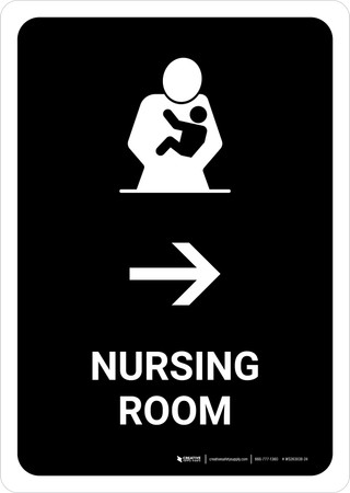 Nursing Room With Right Arrow Black Portrait - Wall Sign | Creative ...