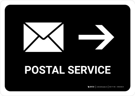 Postal Service With Right Arrow Black Landscape - Wall Sign