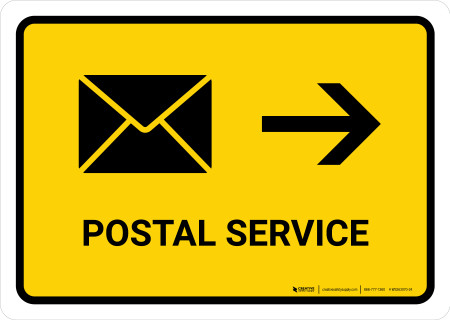 Postal Service With Right Arrow Yellow Landscape - Wall Sign