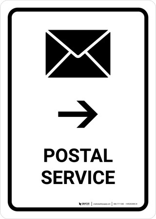Postal Service With Right Arrow White Portrait - Wall Sign