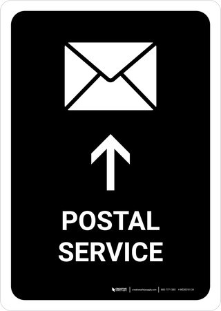 Postal Service With Up Arrow Black Portrait - Wall Sign