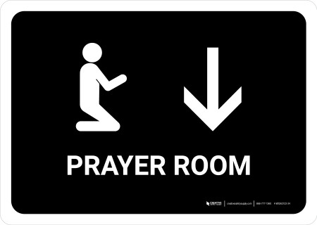 Prayer Room With Down Arrow Black Landscape - Wall Sign | Creative ...