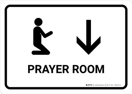 Prayer Room With Down Arrow White Landscape - Wall Sign | Creative ...