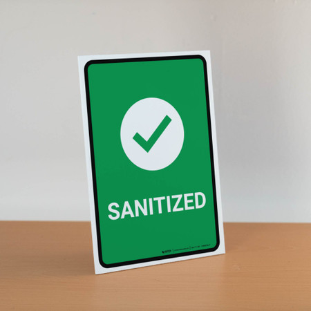 Sanitize with Icon Portrait - Desktop Sign