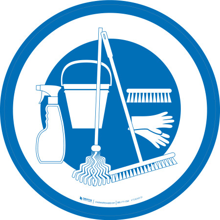Cleaning Supplies Graphic Circle - Floor Sign