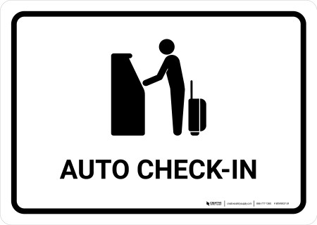 Auto Check In White Landscape - Wall Sign