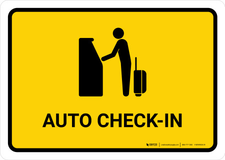 Auto Check In Yellow Landscape - Wall Sign