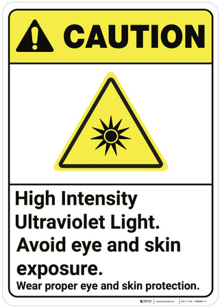 Caution: High Intensity Ultraviolet Light ANSI - Wall Sign