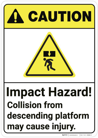 Caution: Impact Hazard May Cause Serious Injury ANSI - Wall Sign