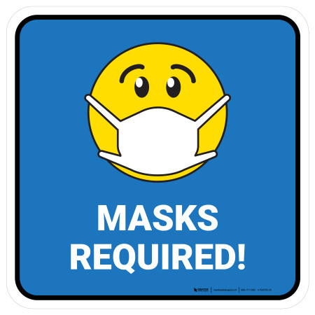 Masks Required Blue Square - Floor Sign