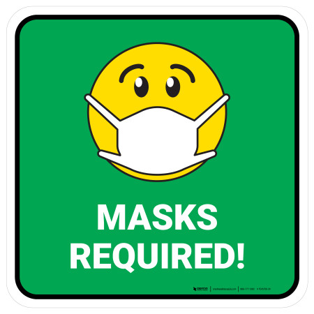Masks Required Green Square - Floor Sign | Creative Safety Supply