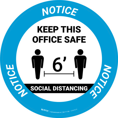 Notice: Social Distancing Keep This Office Safe Circular - Floor Sign