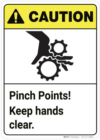 Caution: Pinch Points Keep Hands Clear ANSI - Wall Sign | Creative ...
