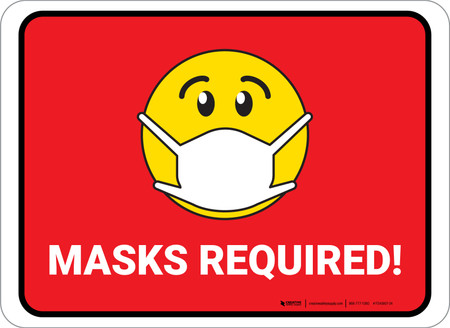 Masks Required Red Rectangular - Floor Sign
