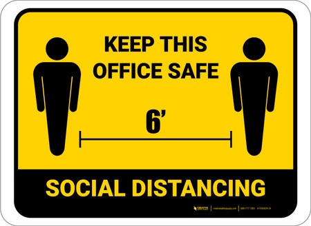 Social Distancing Keep This Office Safe Yellow Rectangular - Floor Sign
