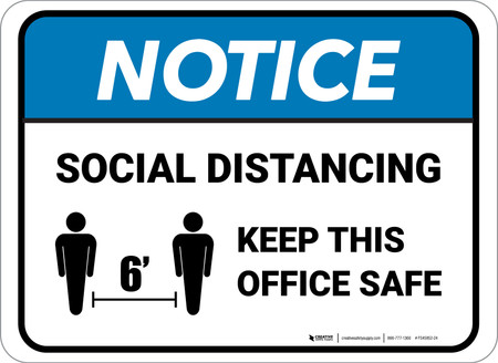 Notice: Social Distancing Keep This Office Safe Rectangular - Floor ...