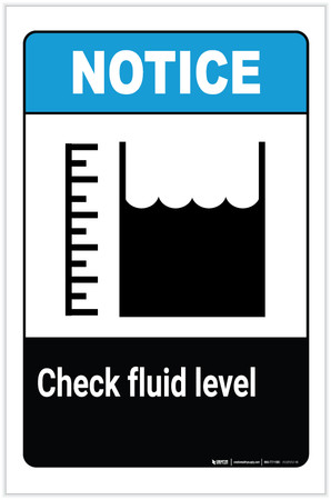 Notice: Check Fluid Level with Icon Portrait - Label