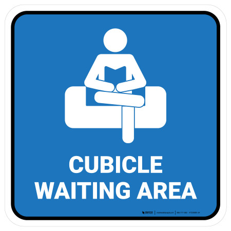 Cubicle Waiting Area Blue Square - Floor Sign