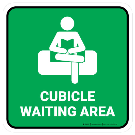 Cubicle Waiting Area Green Square - Floor Sign