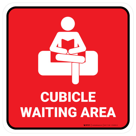 Cubicle Waiting Area Red Square - Floor Sign