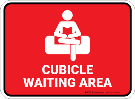 Cubicle Waiting Area Red Rectangle - Floor Sign