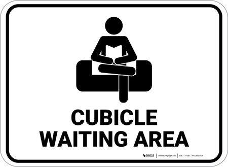 Cubicle Waiting Area White Rectangle - Floor Sign